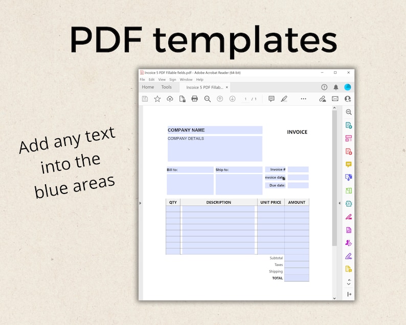 Editable Invoice Template Bundle: 5 Canva 5 Word/pdf/gdocs Digital ...