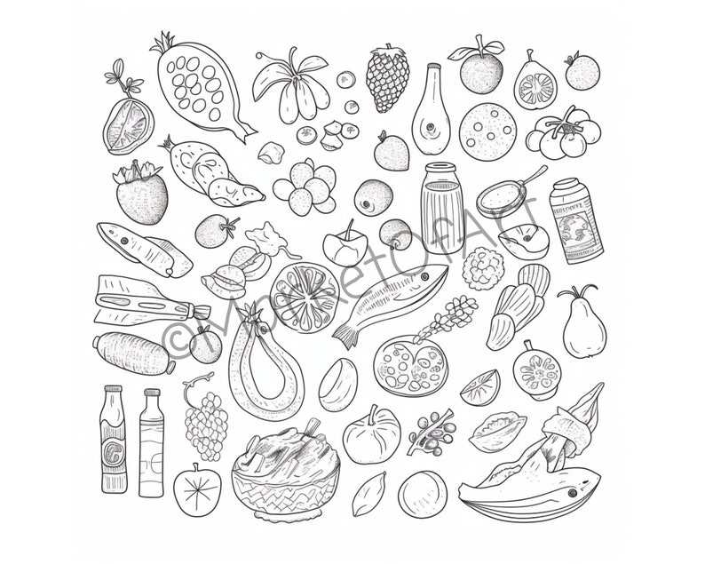5 Pages of Food Outlines for Children to Colour in | Clipart | Children ...