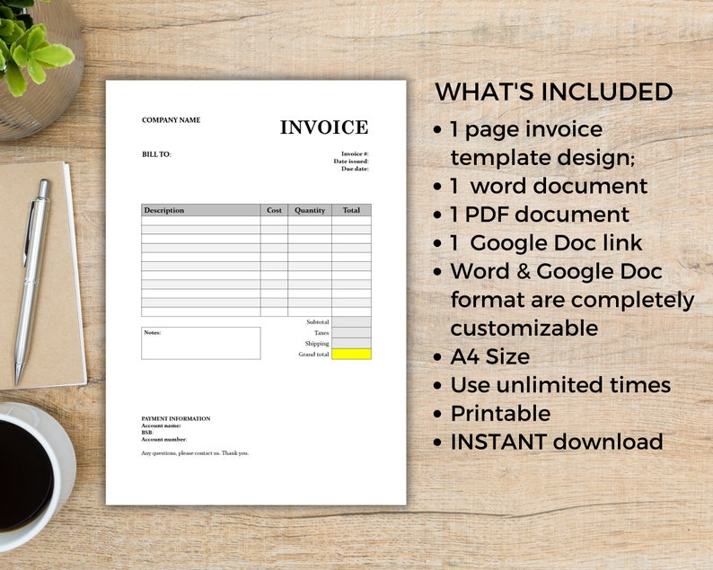 Basic Layout Invoice Template (for Small Businesses) | Microsoft Word ...