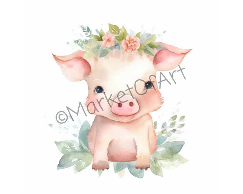 10 Cute Piglets Clipart Watercolor Clipart Animal Clipart - Etsy