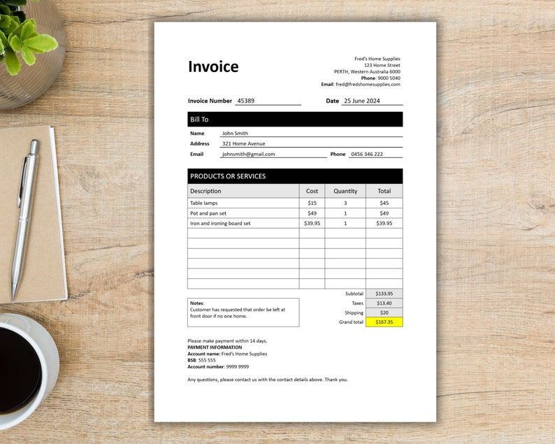 Invoice Template for Small Businesses Microsoft Word Google Docs PDF ...