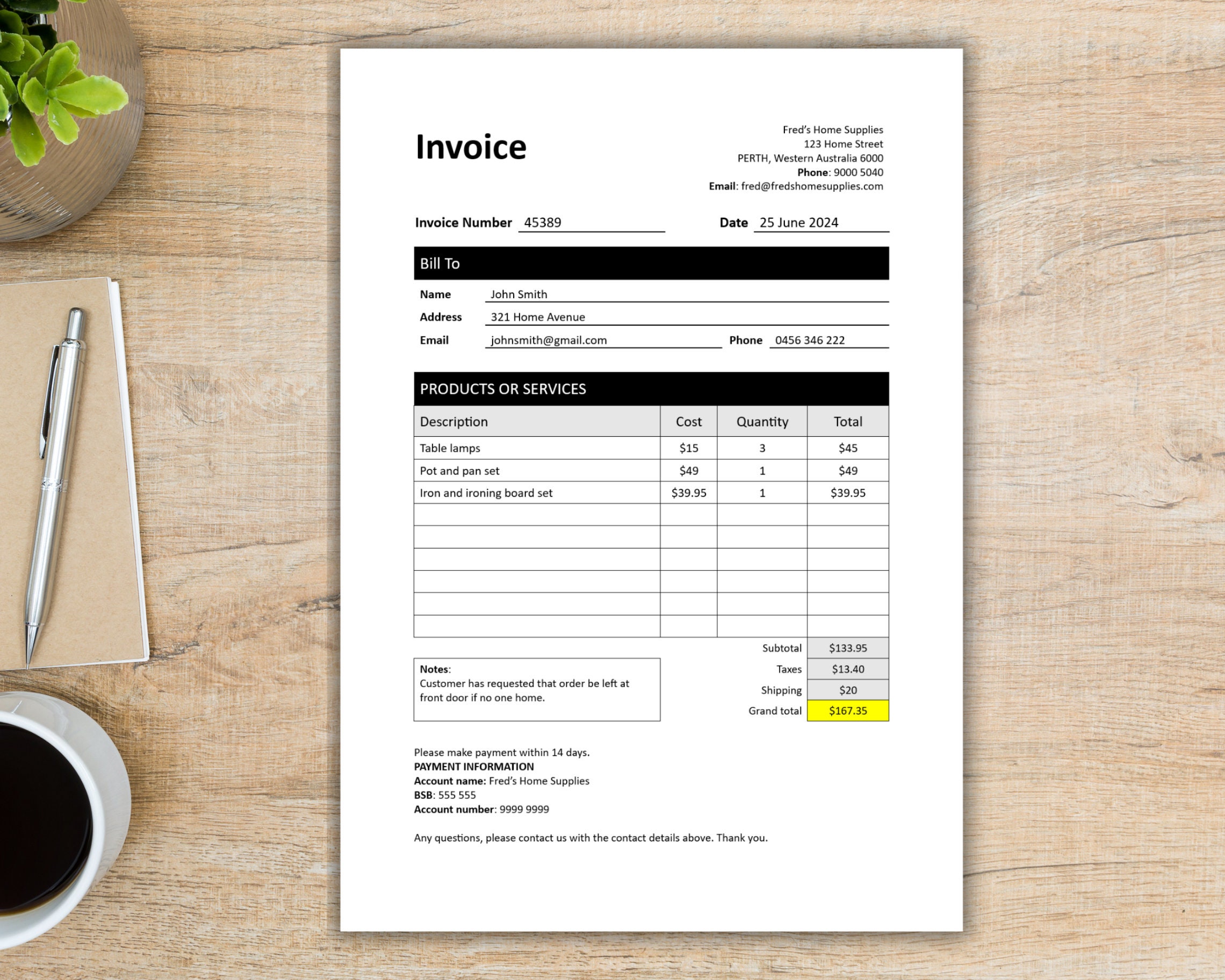 Invoice Template (for Small Businesses) | Microsoft Word | Google Docs ...