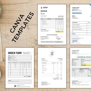 Editable Invoice Template Bundle: 5 Canva 5 Word/pdf/gdocs Digital ...