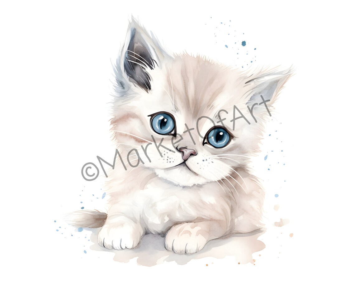 15 Adorable Kittens Watercolor Clipart Cute Kittens Clipart - Etsy