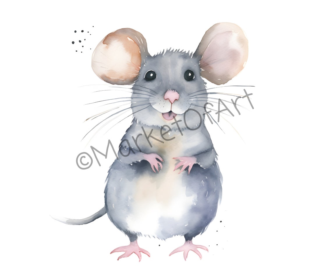 16 Adorable Cute Rat Watercolor Clipart Images High Quality Pngs ...