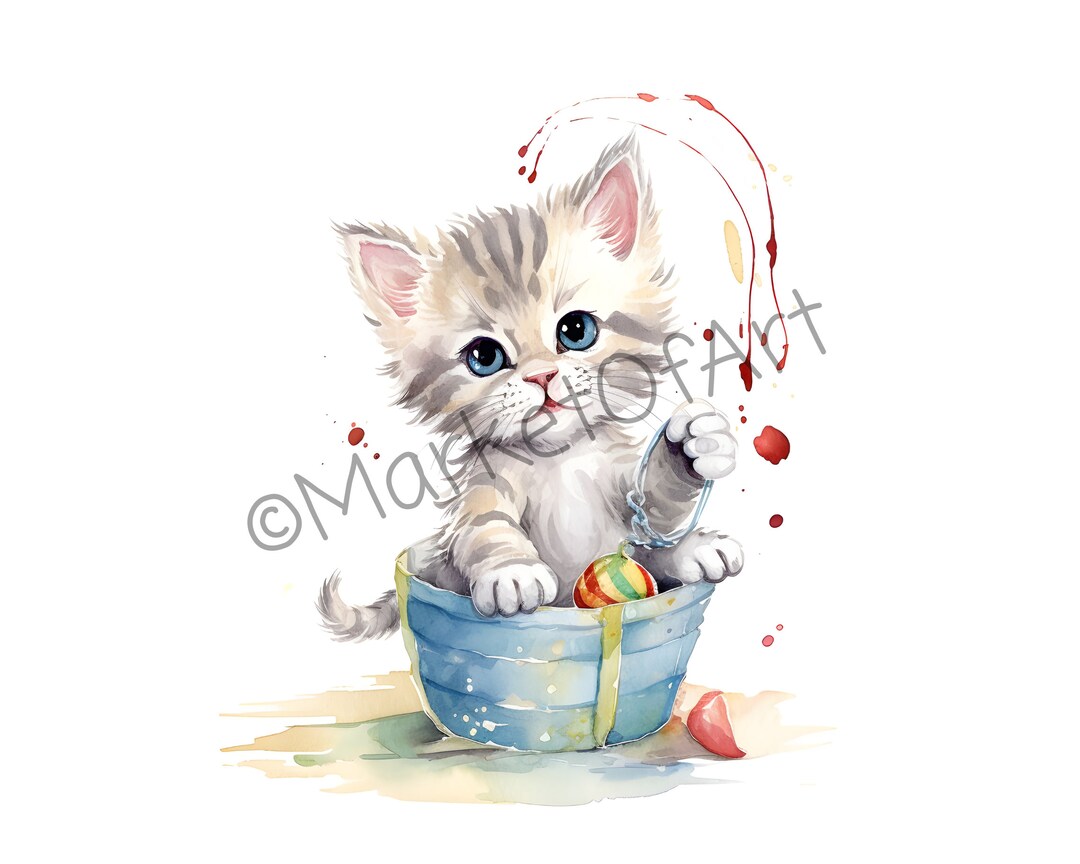 15 Adorable Kittens Watercolor Clipart | Cute Kittens Clipart | High ...