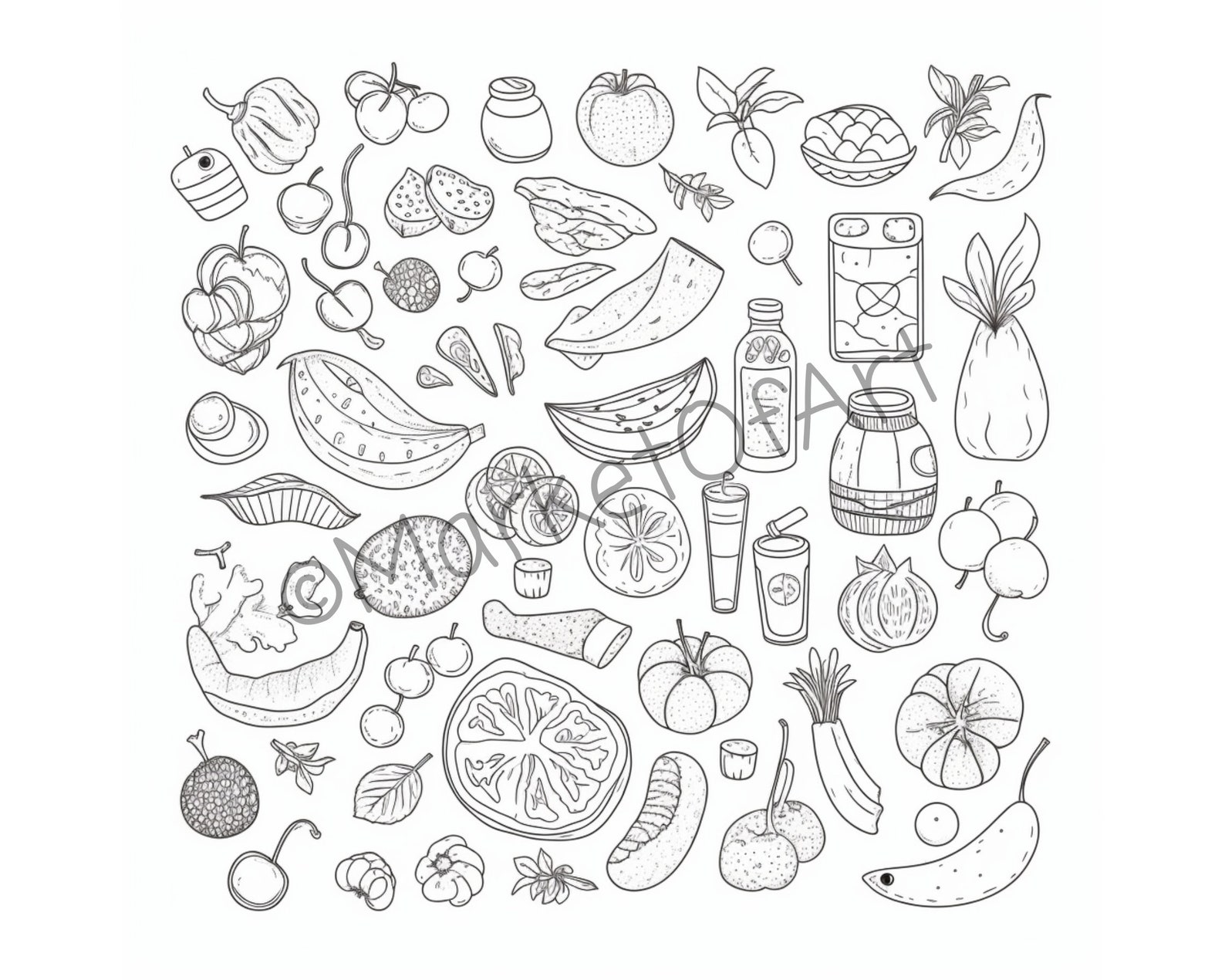 5 Pages of Food Outlines for Children to Colour in | Clipart | Children ...