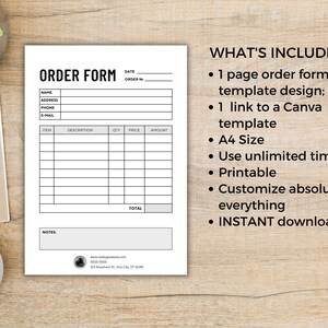 Professional Canva Order Form Template | Minimalistic Design ...