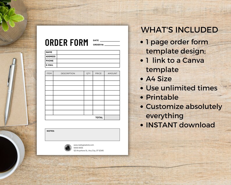 Professional Canva Order Form Template | Minimalistic Design ...