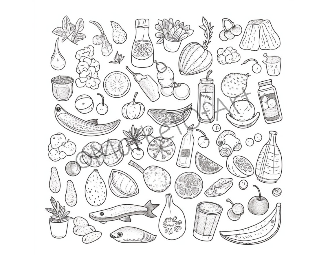 5 Pages of Food Outlines for Children to Colour in | Clipart | Children ...