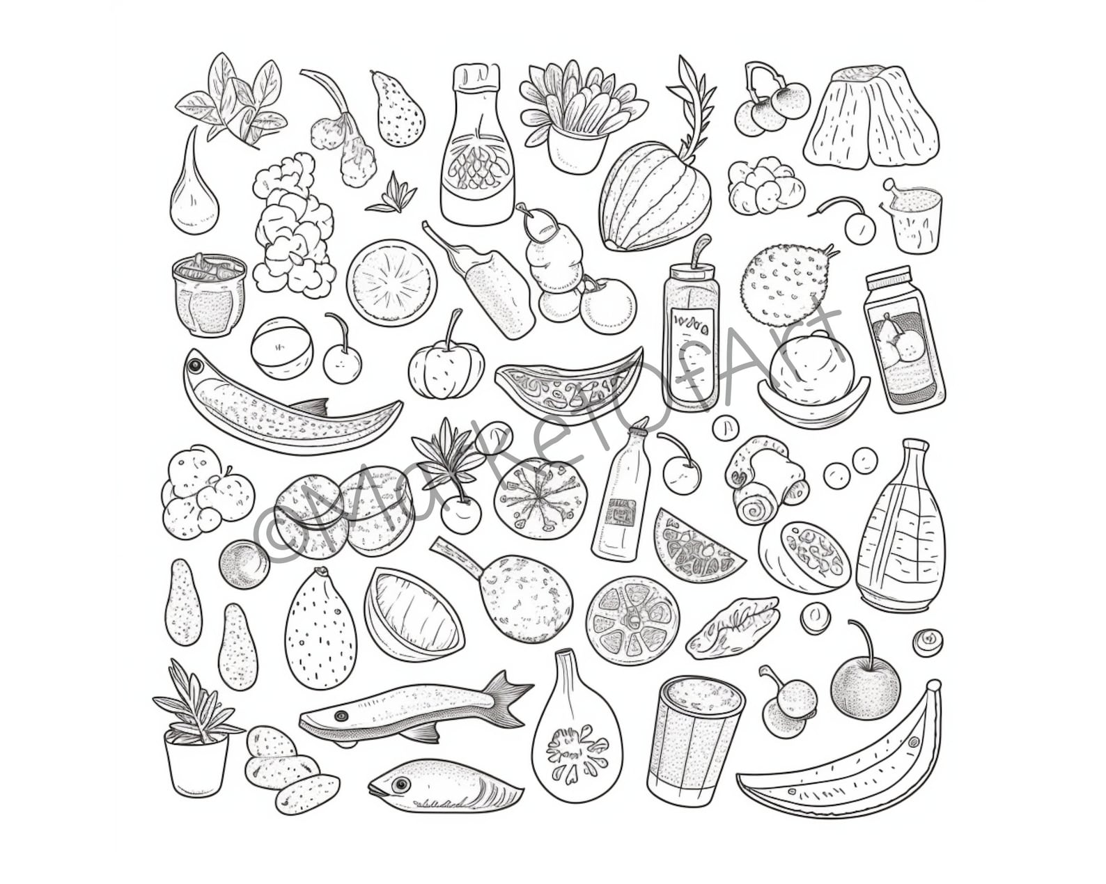 5 Pages of Food Outlines for Children to Colour in | Clipart | Children ...