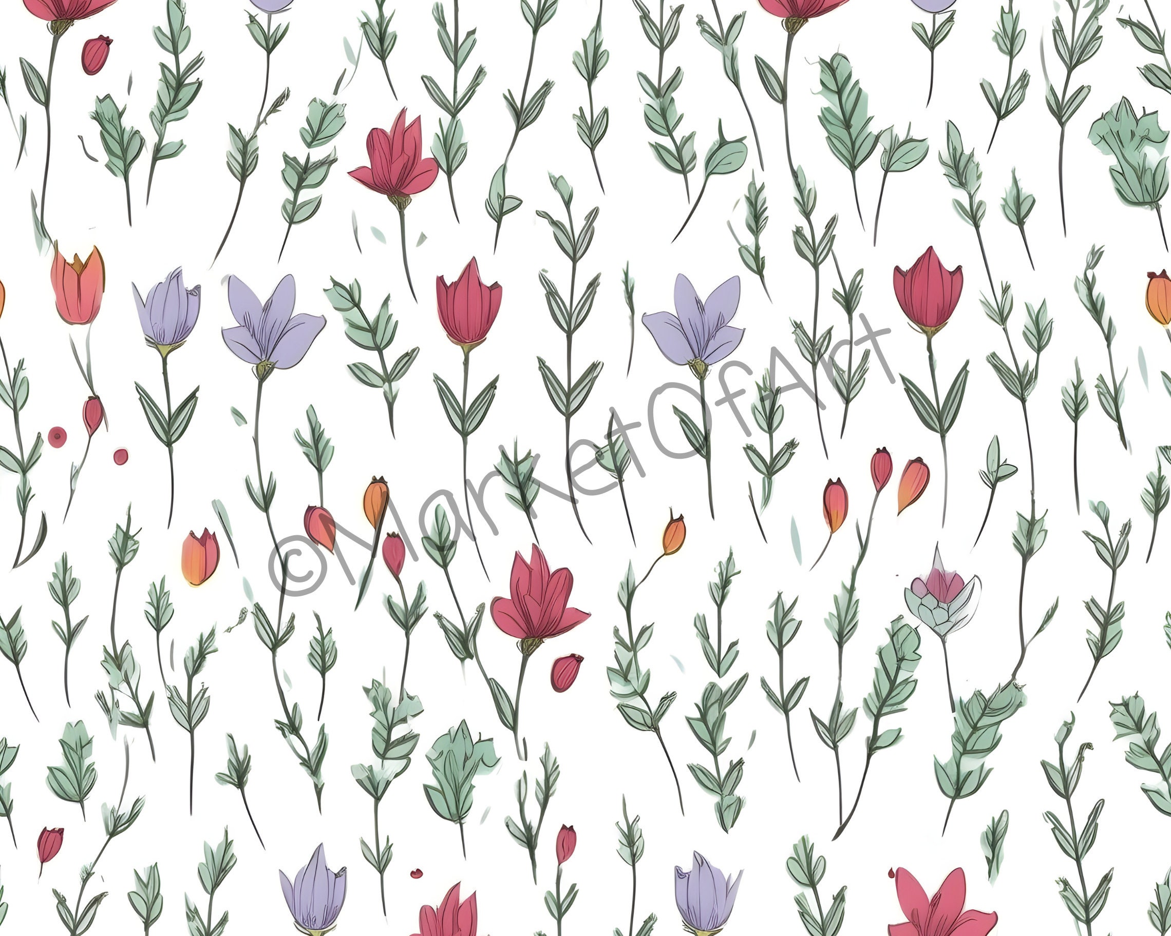 13 Seamless Digital Floral Patterns for Scrapbooking/design | Digital ...