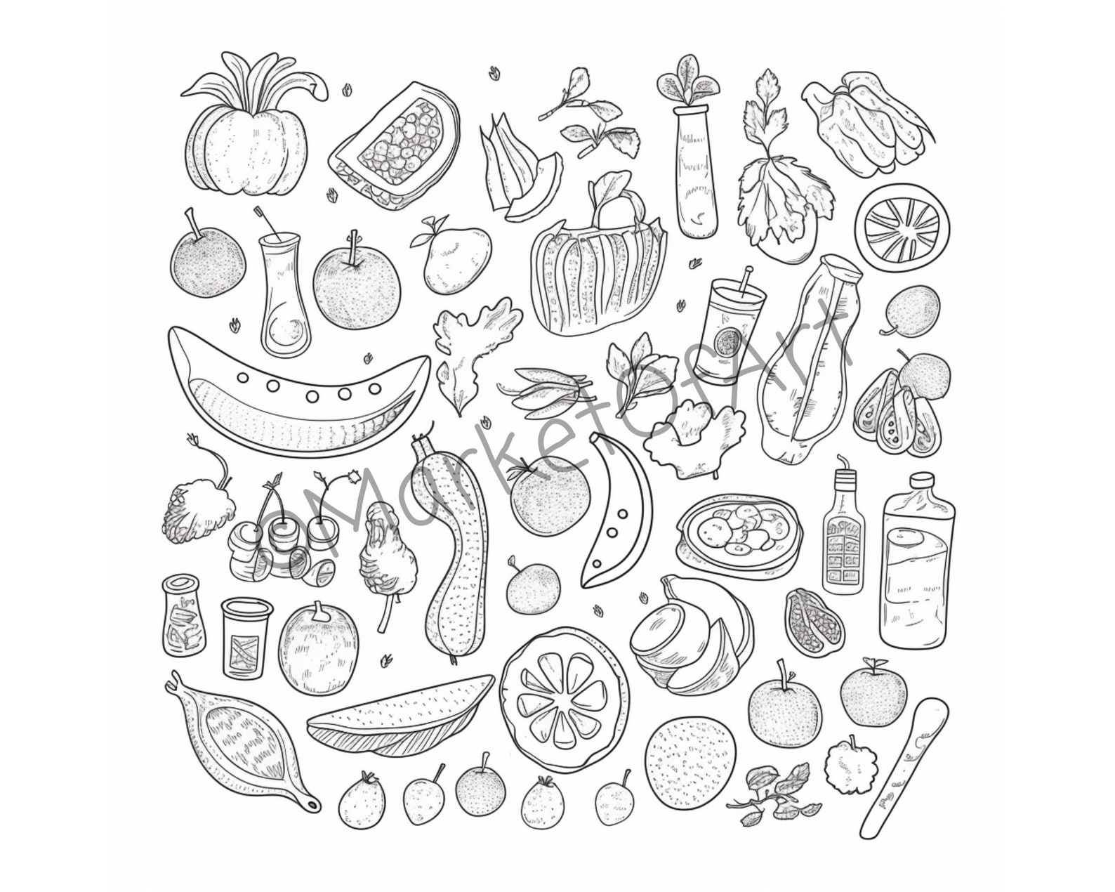 5 Pages of Food Outlines for Children to Colour in | Clipart | Children ...