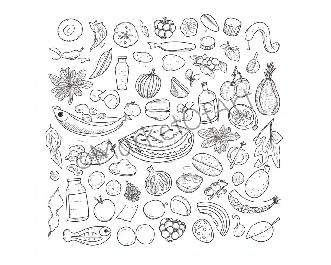 5 Pages of Food Outlines for Children to Colour in | Clipart | Children ...