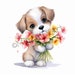 12 Adorable Animals Holding Flowers Watercolor Clipart Animal - Etsy