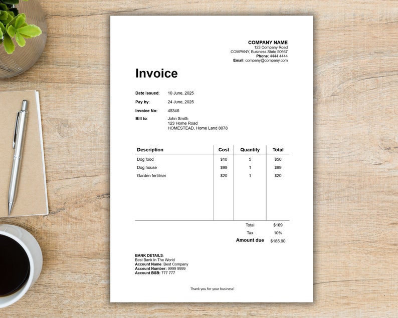 Minimalist Simple Invoice Template (for Small Businesses) | Microsoft ...