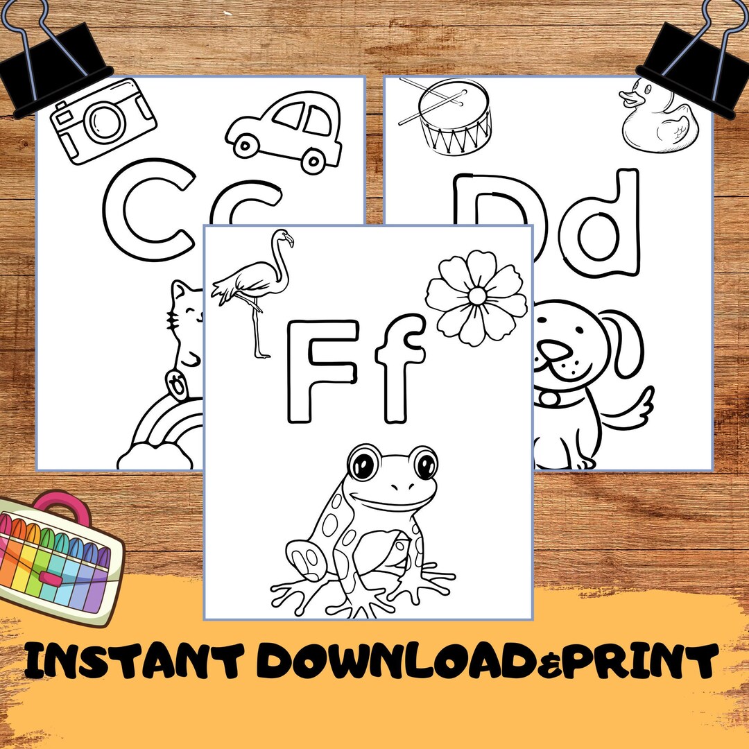 Alphabet 26 Coloring Pages, Printable Kids Worksheets, Kindergarten ...