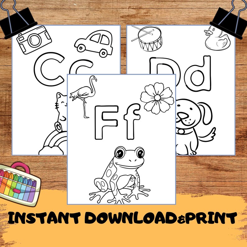 Alphabet 26 Coloring Pages, Printable Kids Worksheets, Kindergarten ...