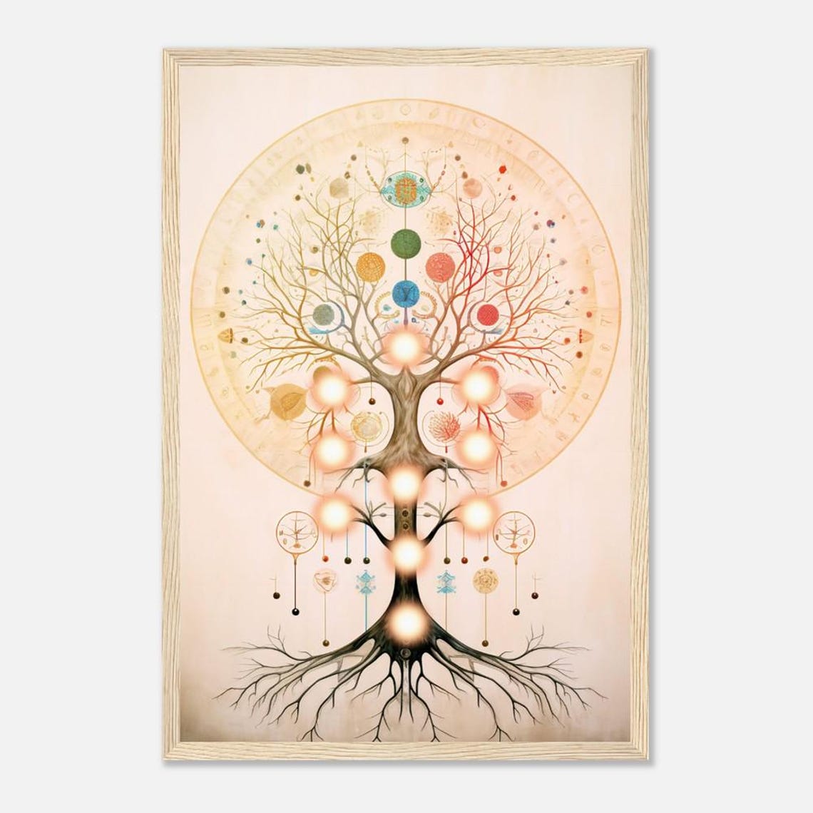 Wood Framed Kabbalah Tree of Life Abstract Wall Art Decor, Aesthetic ...