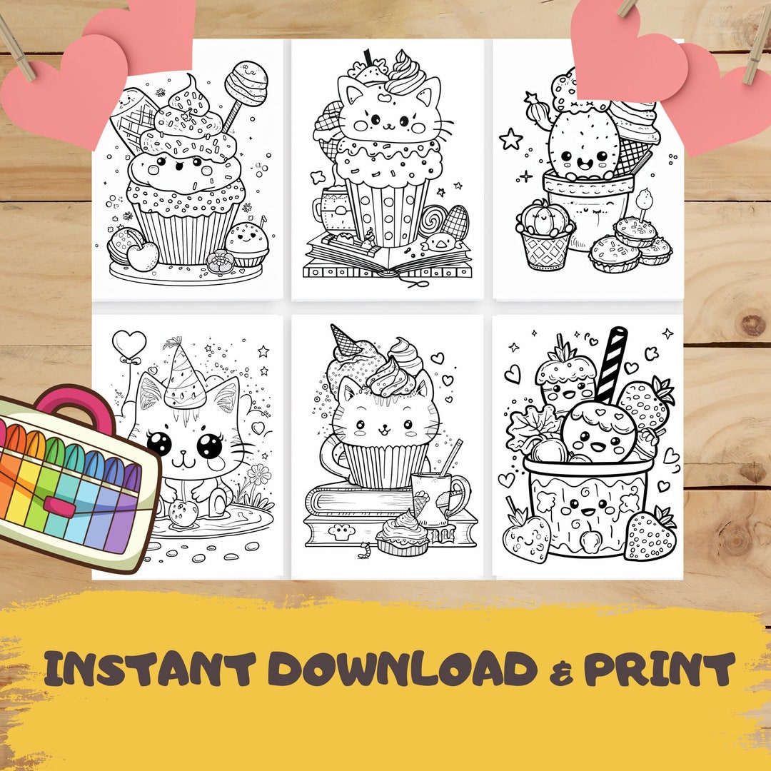 Kawaii Coloring Pages 30 Pages Cute Coloring Pages for Kids and Adults ...