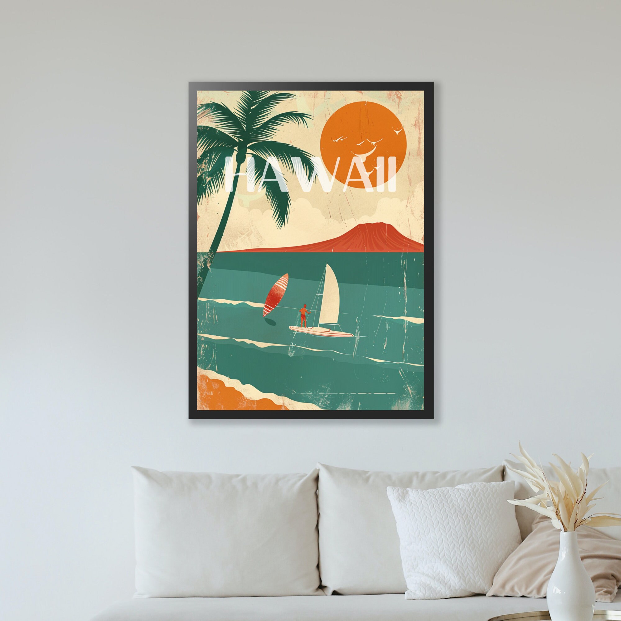 Vintage Retro Hawaii Travel Art Poster, Retro Hawaii Travel Poster ...
