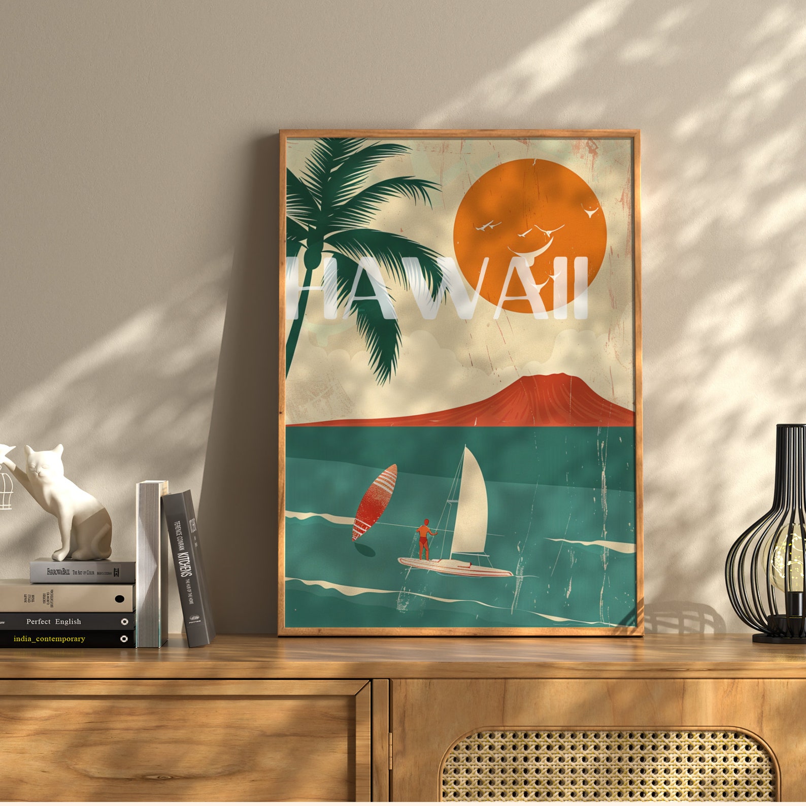 Vintage Retro Hawaii Travel Art Poster, Retro Hawaii Travel Poster ...