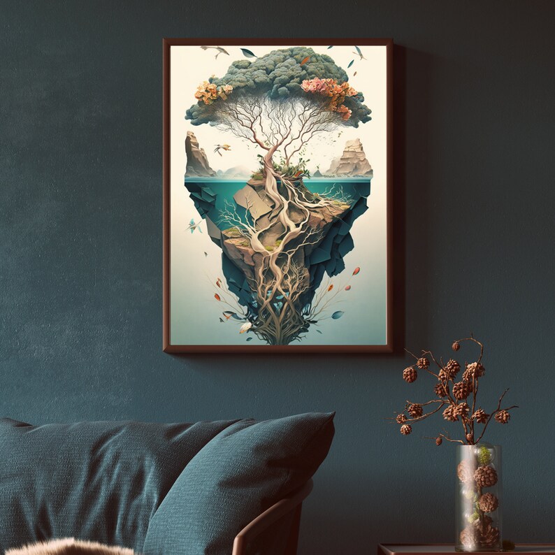 Tree of Life Abstract Wall Decor, Aesthetic Modern Tree Art Dreamy ...