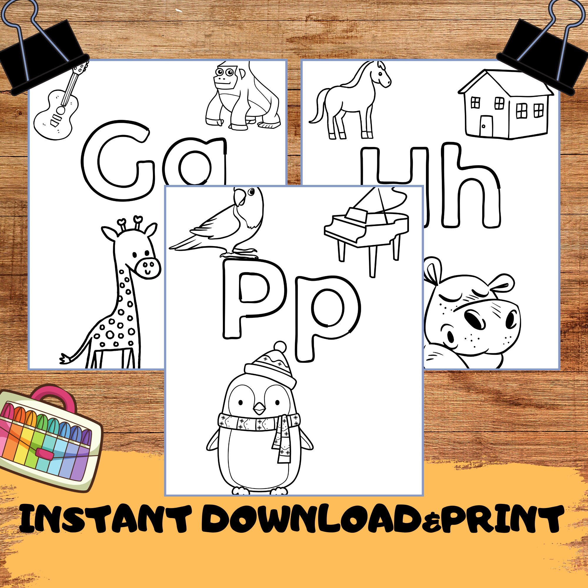 Alphabet 26 Coloring Pages, Printable Kids Worksheets, Kindergarten ...