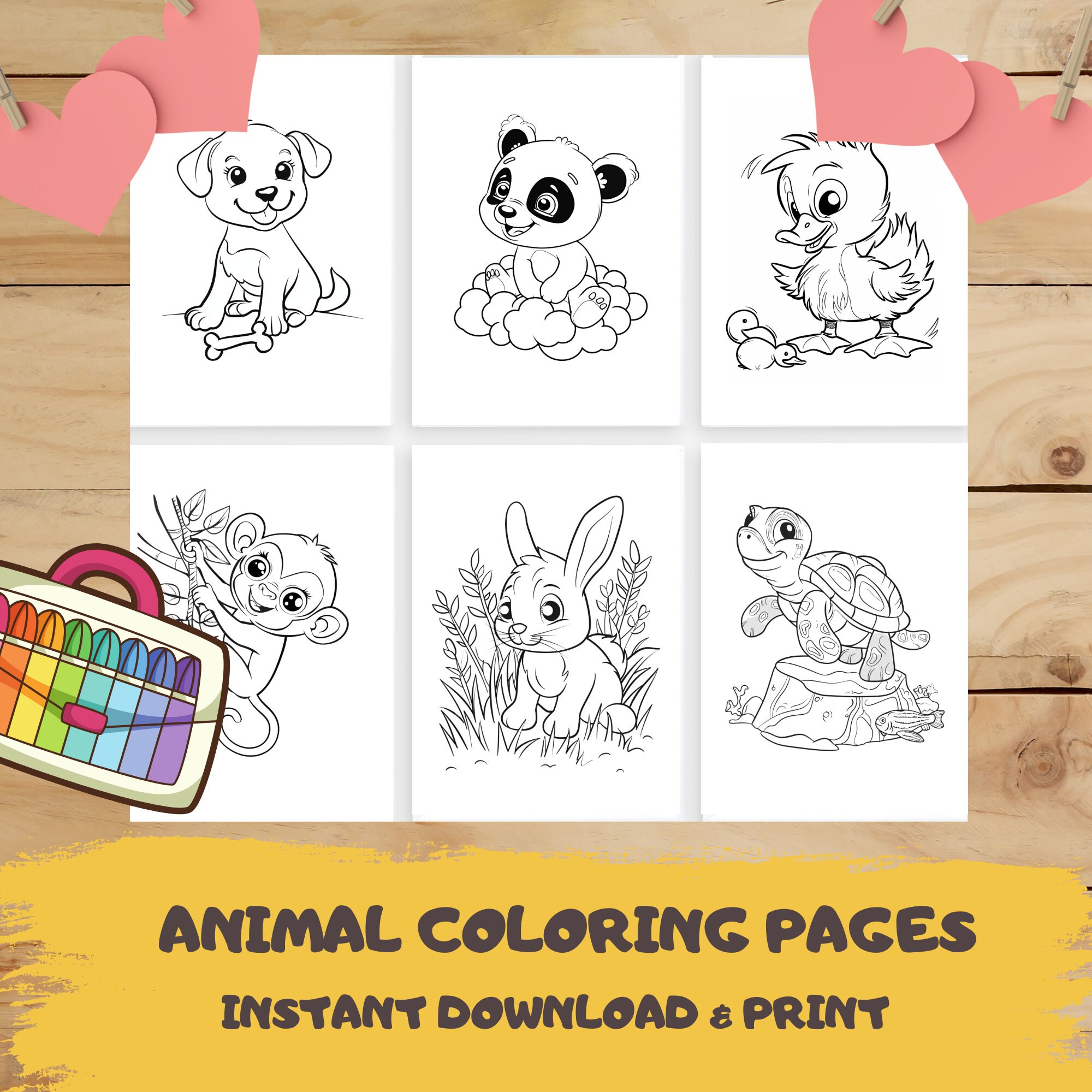 75 Kawaii, Unicorn, Dragon, Safari Animals Kids Coloring Pages, Cute ...