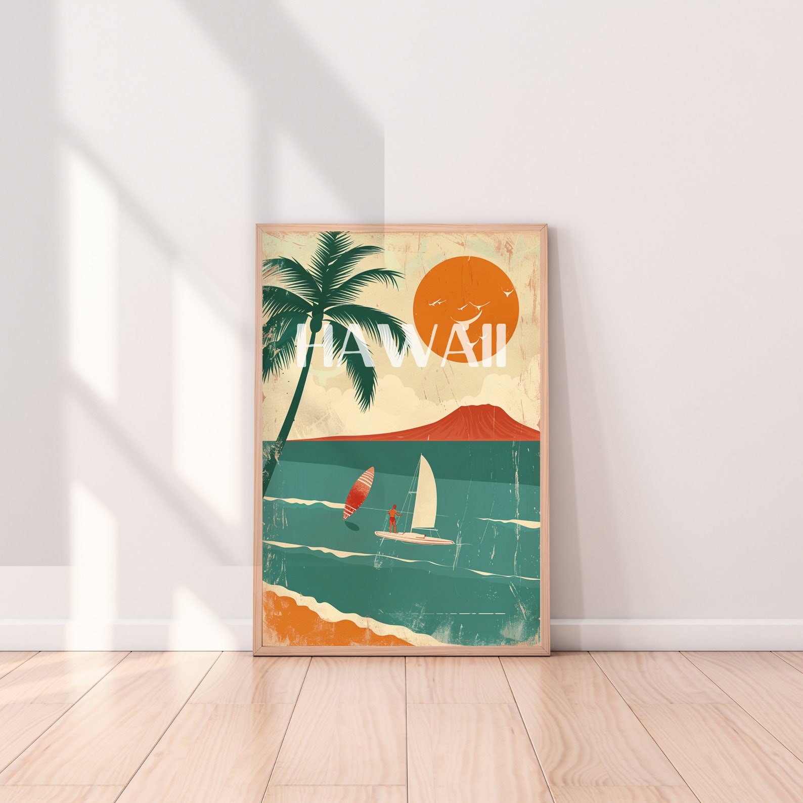 Vintage Retro Hawaii Travel Art Poster, Retro Hawaii Travel Poster ...