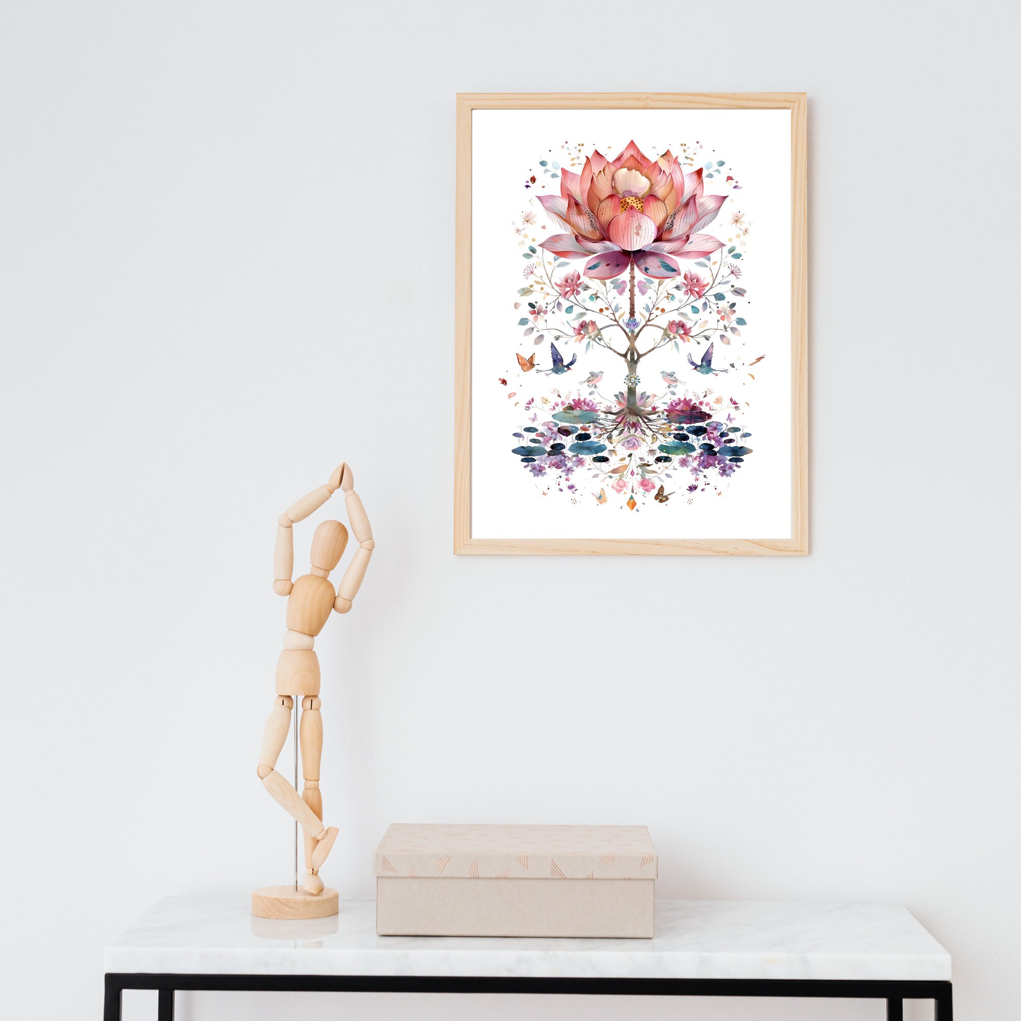 Tree of Life Lotus Flower Poster, Digital Download, Abstract Botanical ...