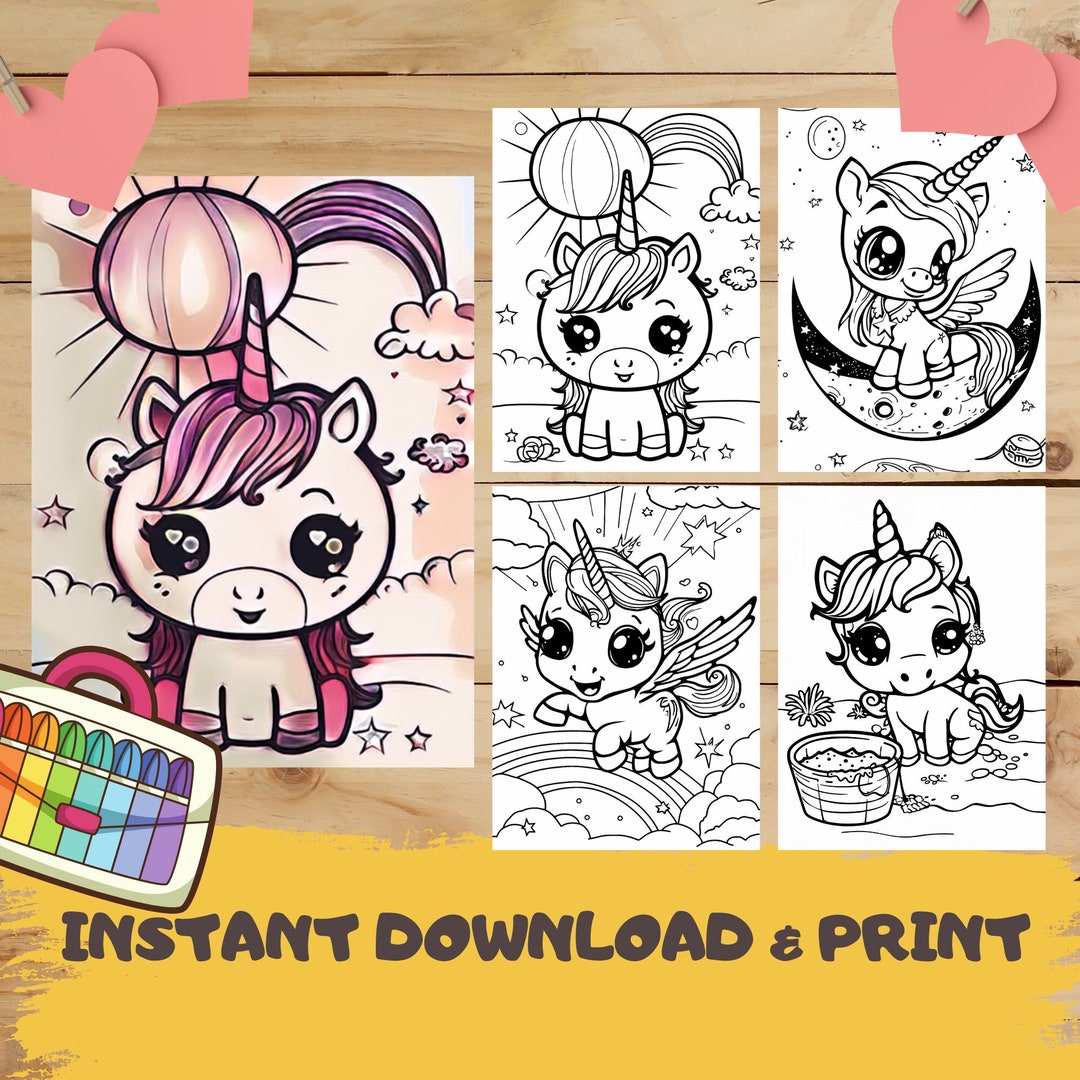 20 Cute Kawaii Unicorn Coloring Pages, Printable Unicorn Pages for Kids ...
