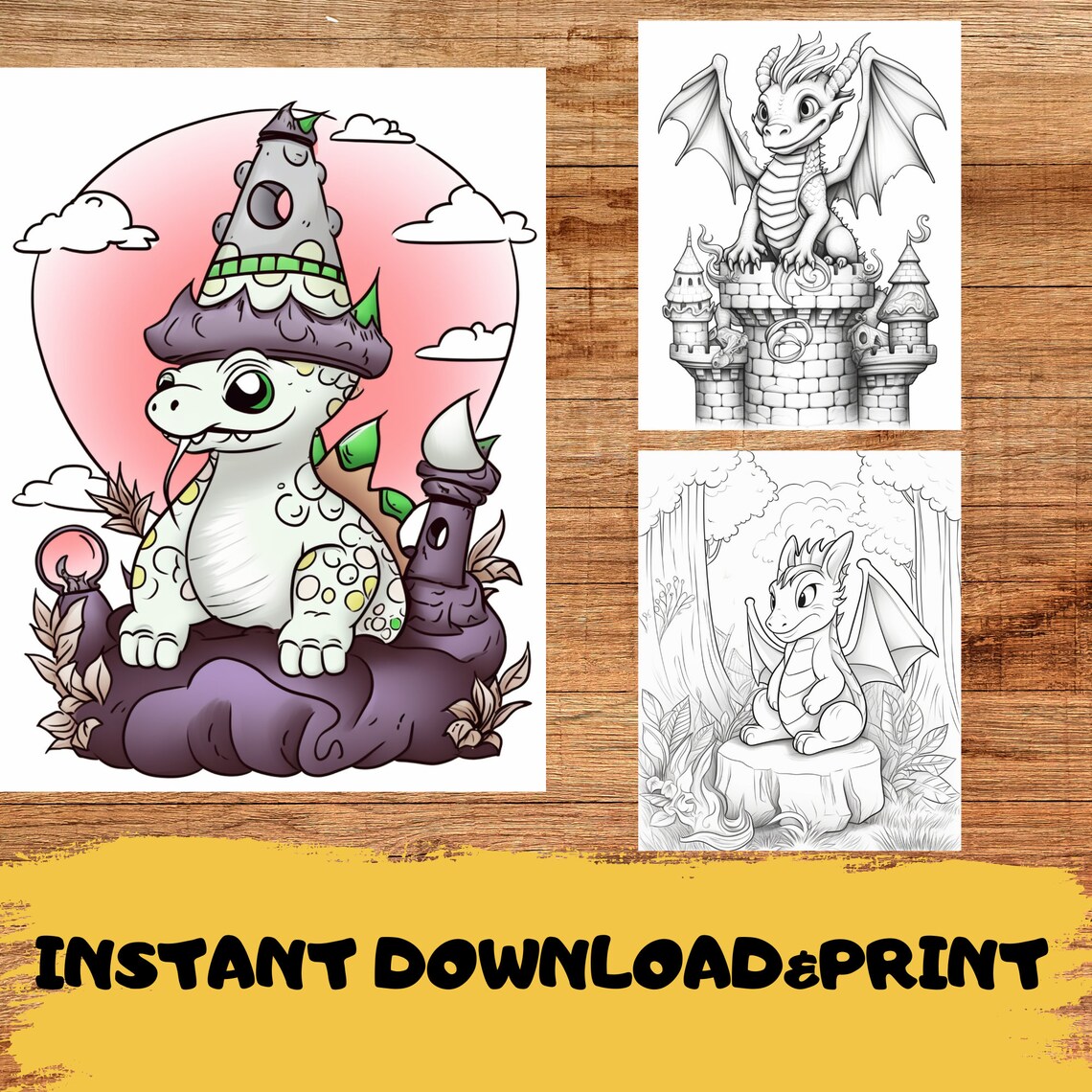 Baby Dragon Fantasy 20 Coloring Pages for Kids, Kids Activity Pages ...