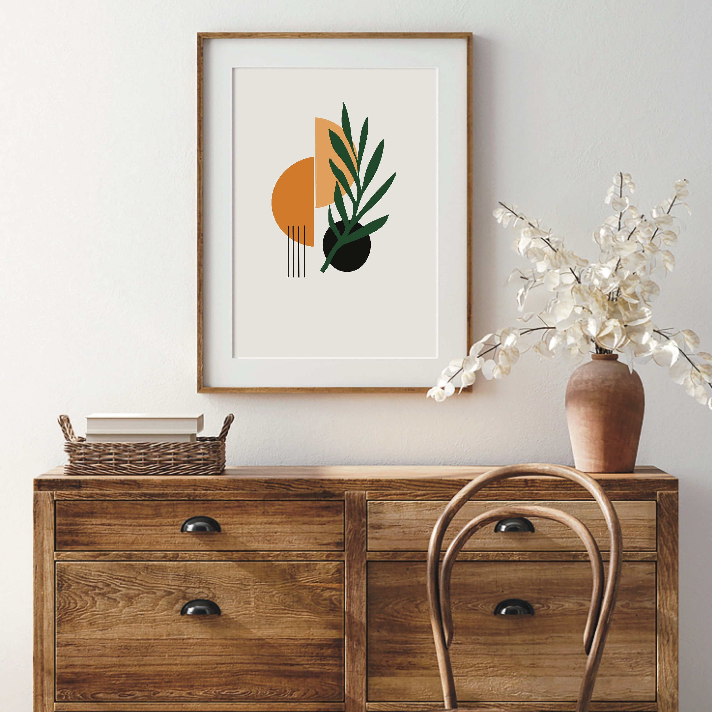 Floral, Flower, Boho Abstract Wall Art, Scandi Art, Mid Century Prints ...