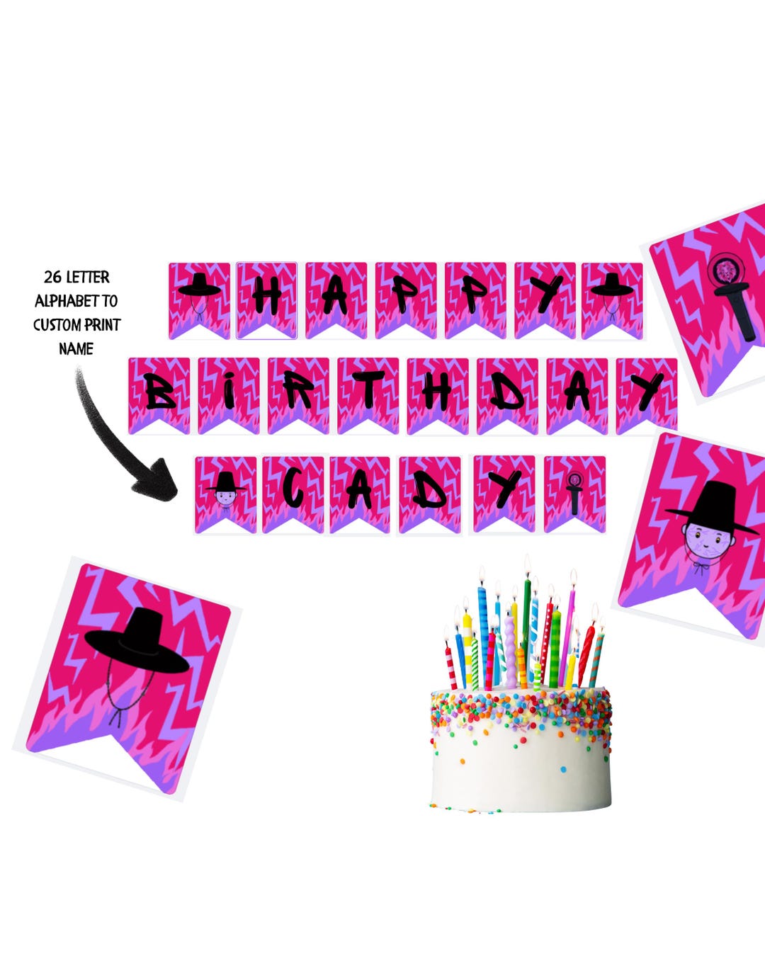 Digital Demon Idol Birthday Banner With 26 Letters - Etsy
