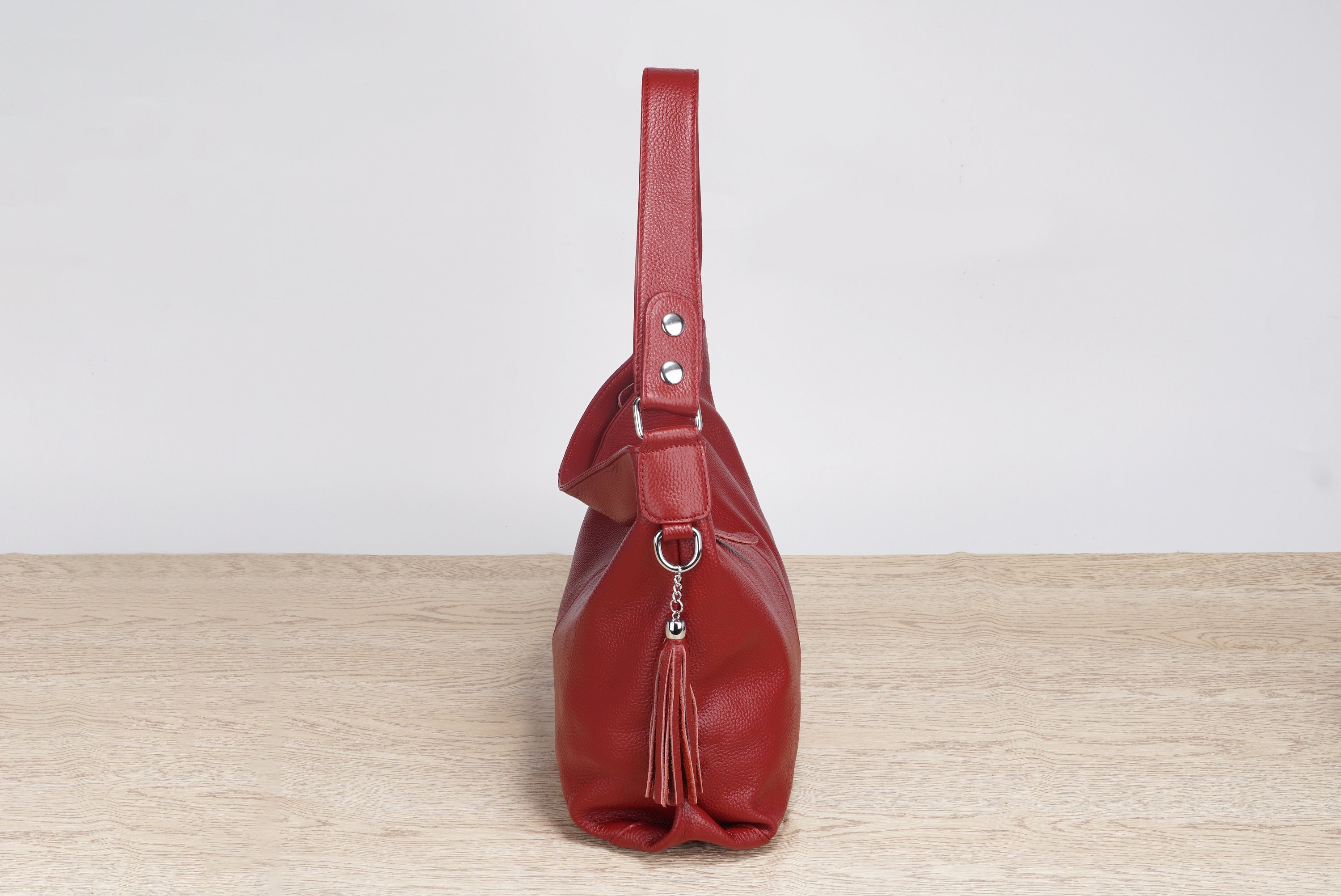 Red Leather Tote Soft Leather Bag Real Leather Tote Bag in - Etsy