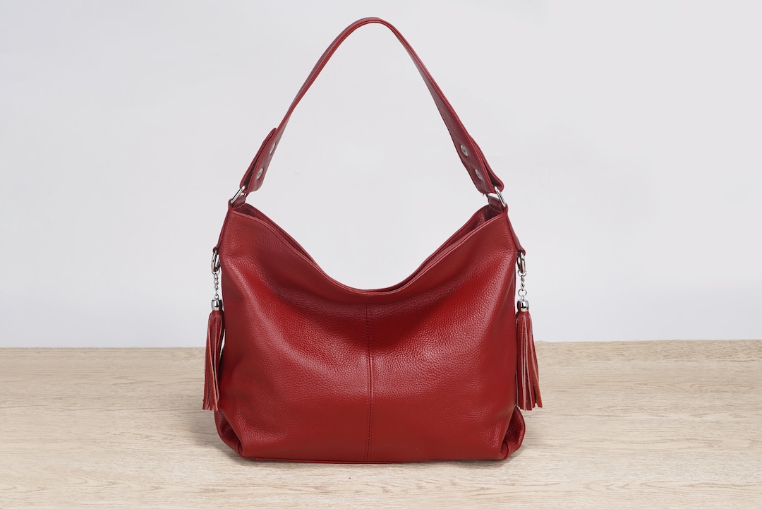 Red Leather Tote, Soft Leather Bag, Real Leather Tote Bag in Red ...