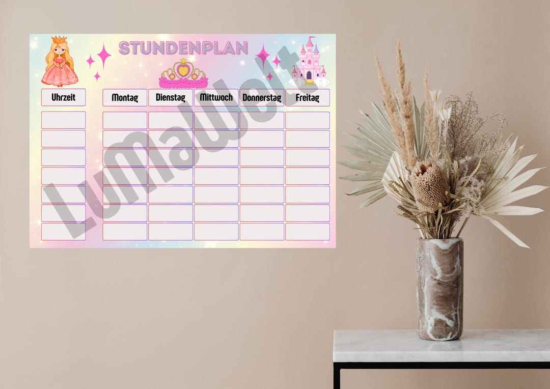 Timetable Princess/ A4/ Digital Download - Etsy