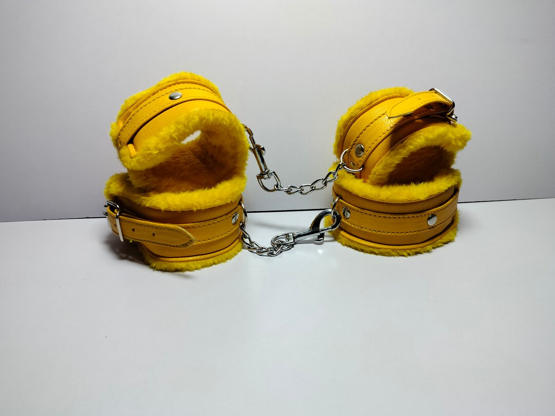 Golden Yellow Color Cuffs Adjustable Synthetic Leather Hand and Leg ...