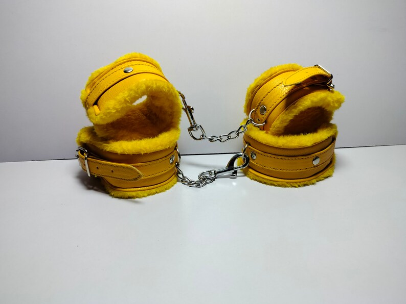 Golden Yellow Color Cuffs Adjustable Synthetic Leather Hand and Leg ...