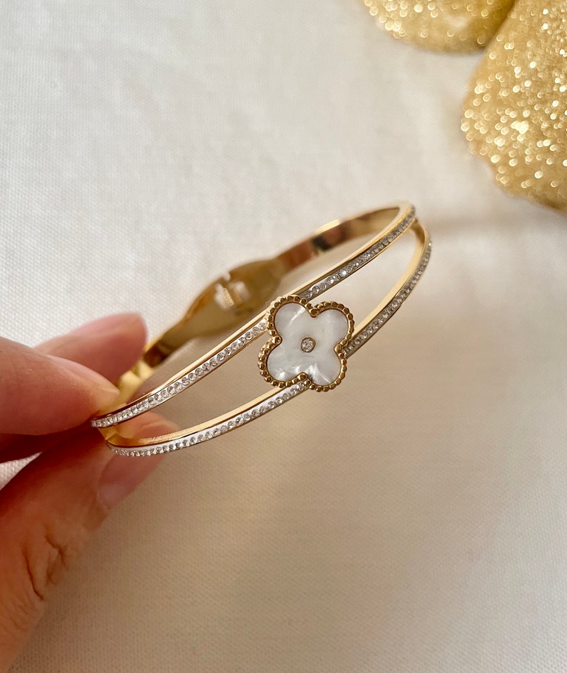 Gold Clover Bangle/ Clover Bracelet/bangle for Women/christmas Gift ...