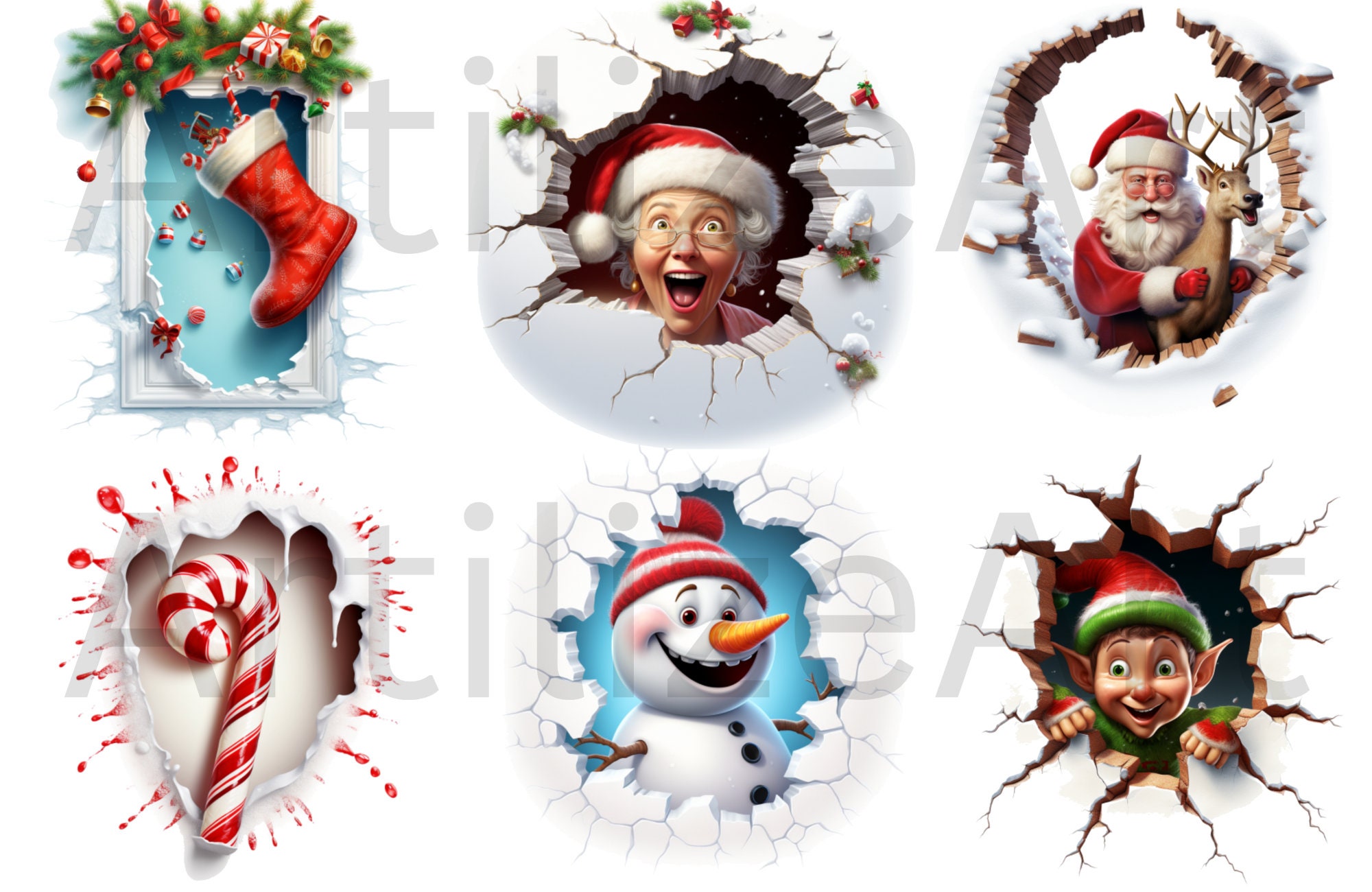 3D Christmas Clipart Bundle - Christmas 3D Png Bundle - Junk Journal ...