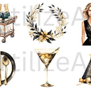 Watercolor New Years Clipart Bundle - New Year Png Transparent ...