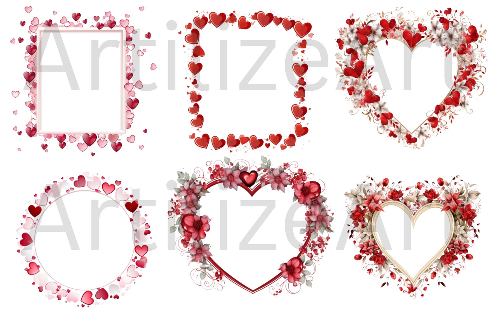 Valentines Day Frames Clipart Bundle Valentines Png Transparent Instant ...