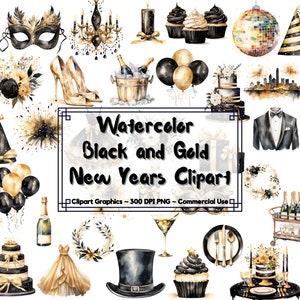 Watercolor New Years Clipart Bundle - New Year Png Transparent ...