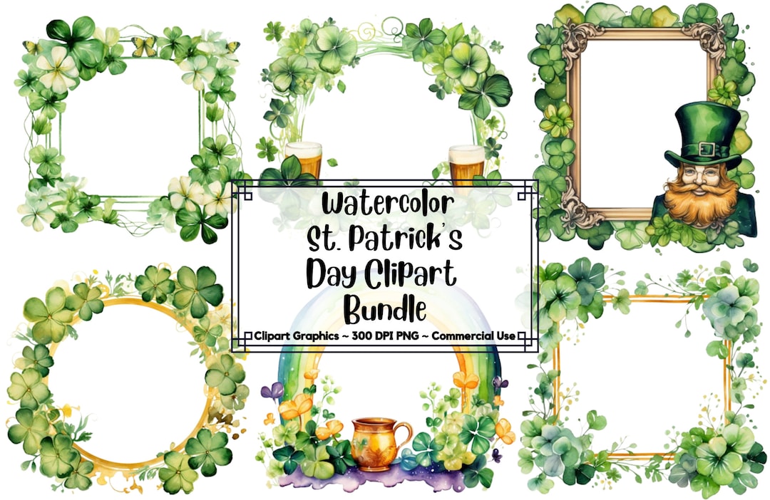 St. Patrick's Day Frames Clipart Bundle - Saint Patrick Png Transparent ...