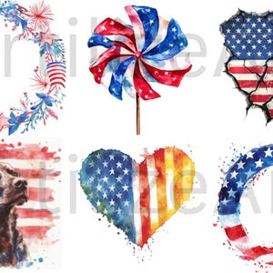 Watercolor Patriotic Clipart Bundle - America Watercolor PNG Format ...