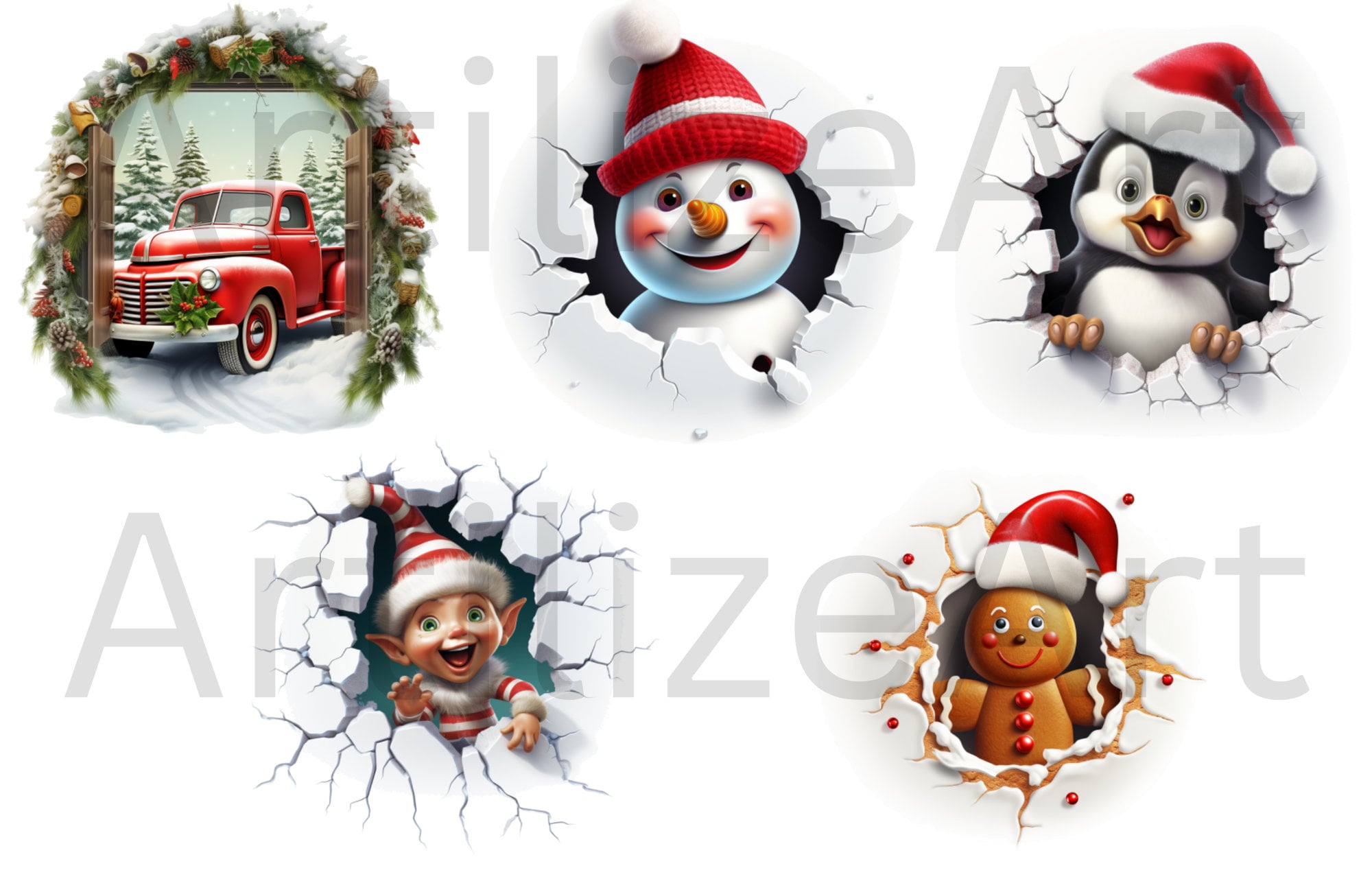 3D Christmas Clipart Bundle Christmas 3D Png Bundle Junk Journal ...