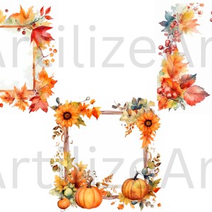 Watercolor Fall Frames Clipart Autumn Png Instant Download Commercial ...