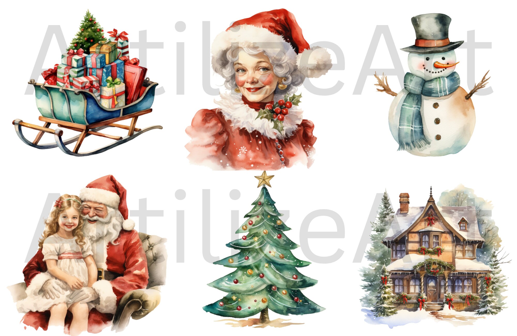 Christmas Vintage Clipart Bundle Retro Christmas Png Bundle Junk ...